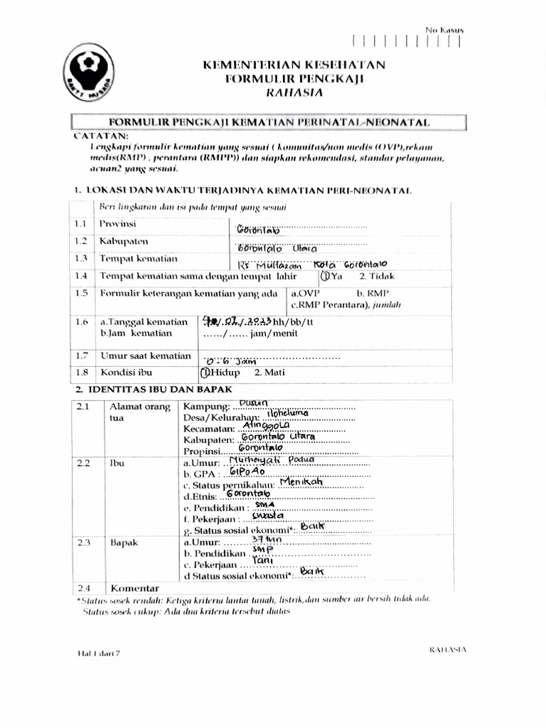 Formulir Pengkajian Kematian Pdf