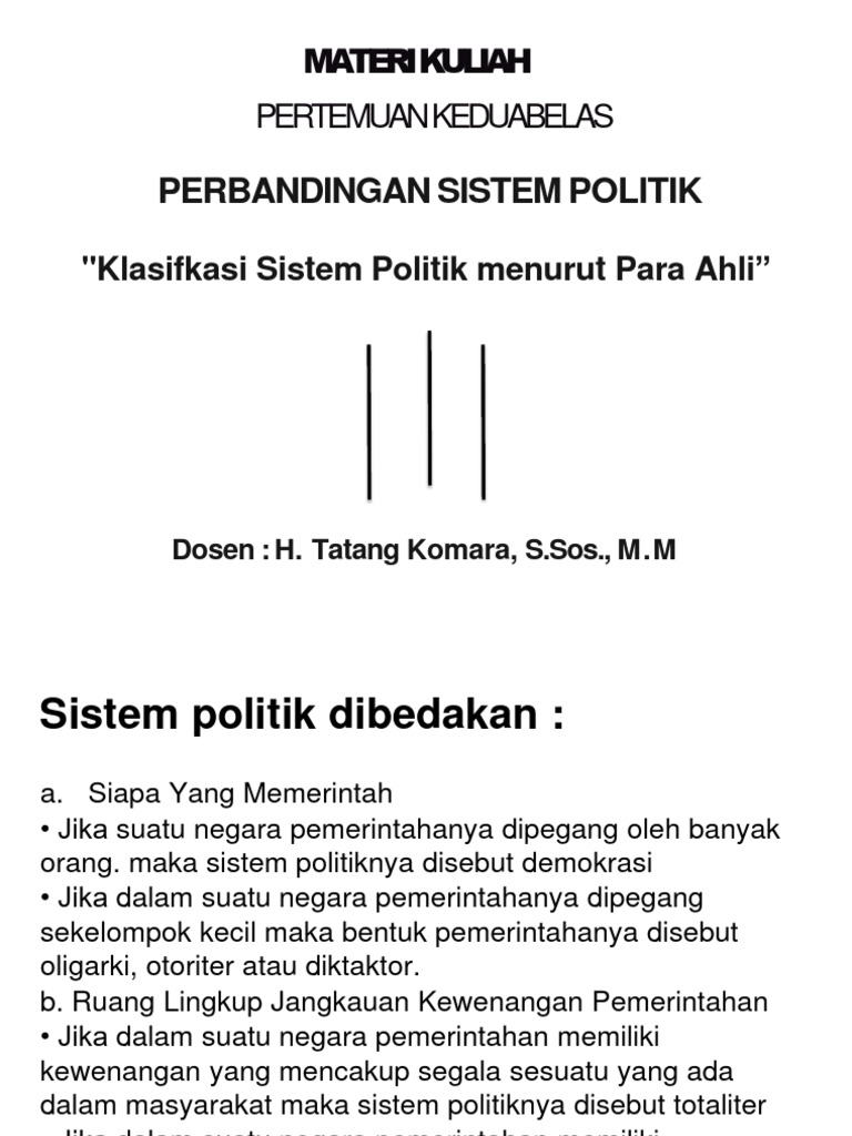 12 Perbandingan Sistem Politik Klasifkasi Sistem Politik Menurut Para Ahli Pdf 