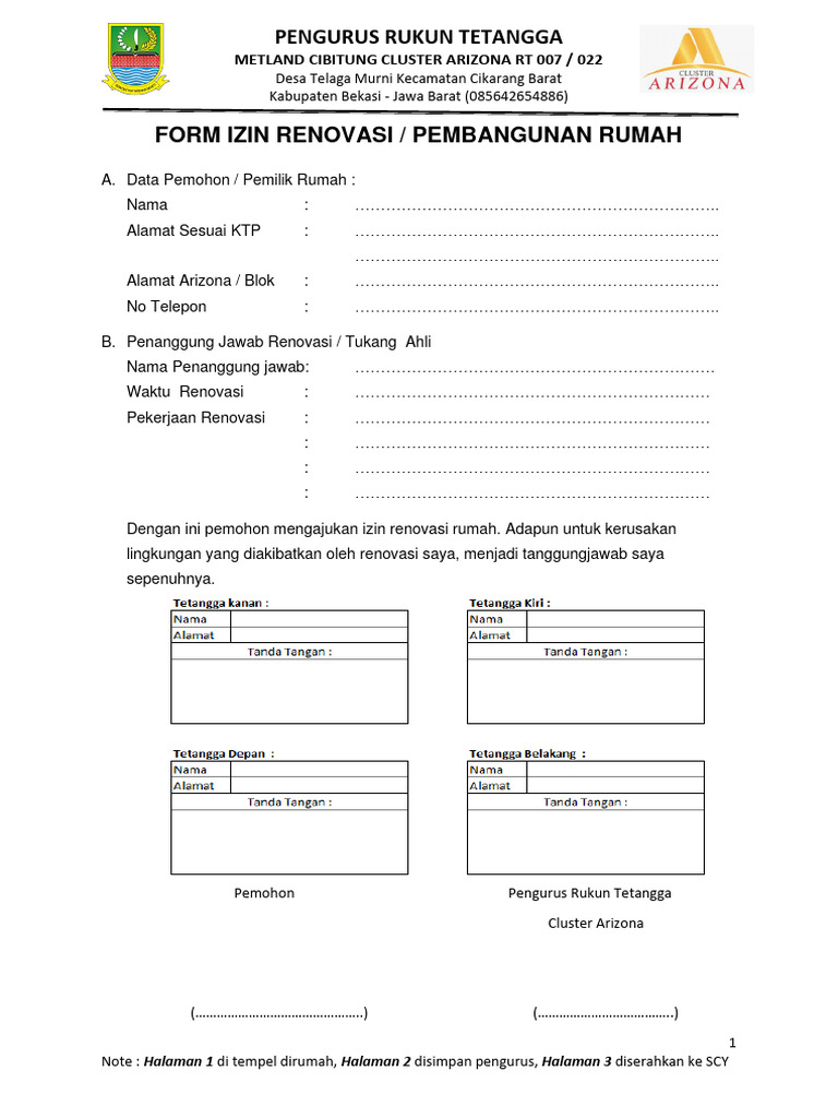 f4 Form Renovasi | PDF