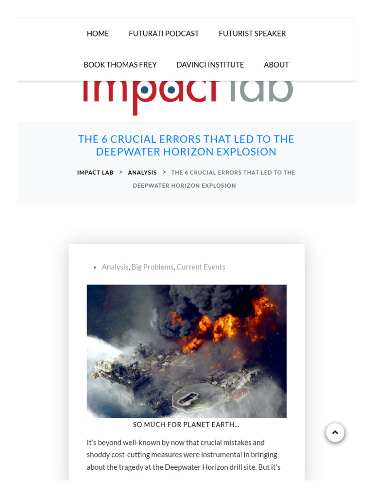 The 6 Crucial Errors That Led To The Deepwater Horizon Explosion ...