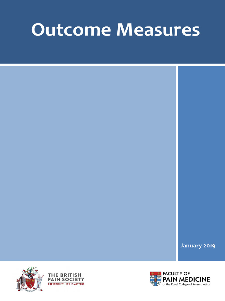 Outcome Measures January 2019 | PDF | Pain | Validity (Statistics)