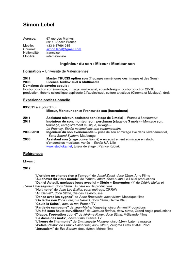 CV Simon Lebel | PDF