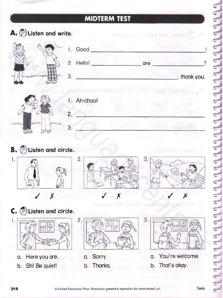 English Time 1 Test | PDF