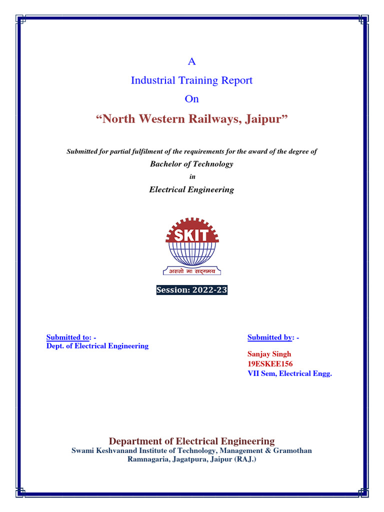 Industrial Training at North Western Railways | PDF | Rail Transport ...