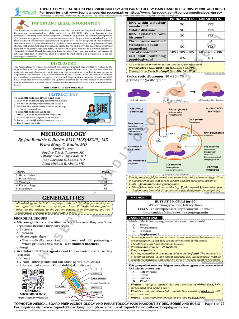 3 - Microbiology and Parasitology Main Handout Oct 2023 Ver2 Jamaiyah H ...