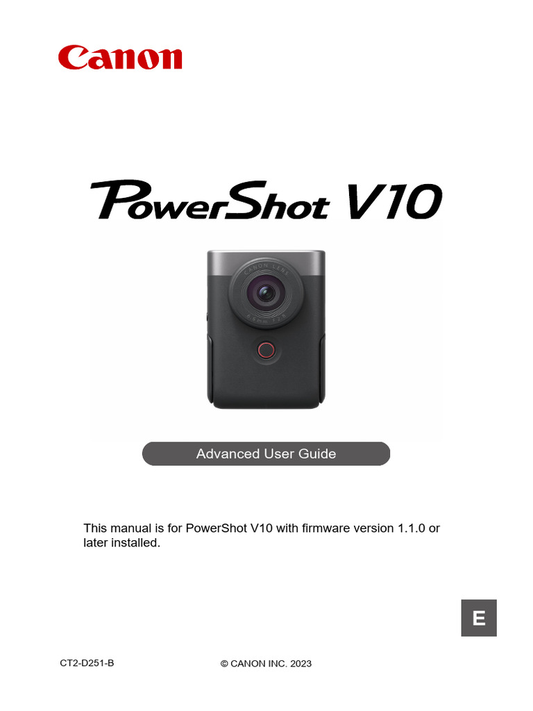 Advanced User Guide: This Manual Is For Powershot V10 With Firmware ...