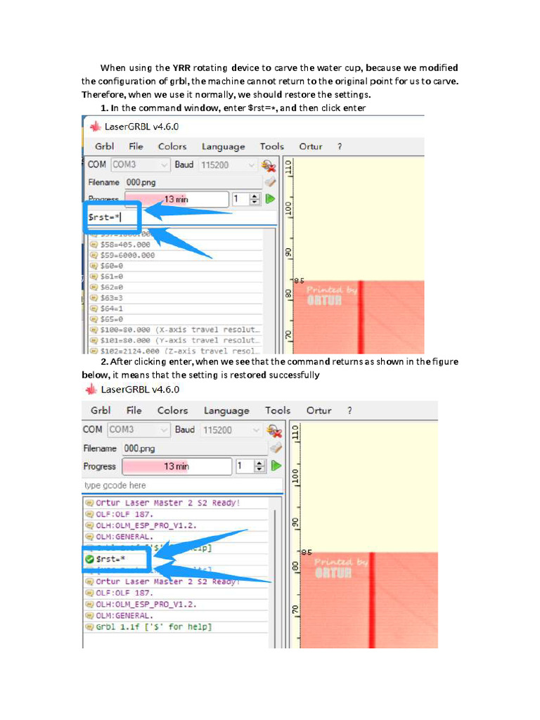 The LaserGRBL Setting of YRR (Y-Axis Rotary Roller) | PDF