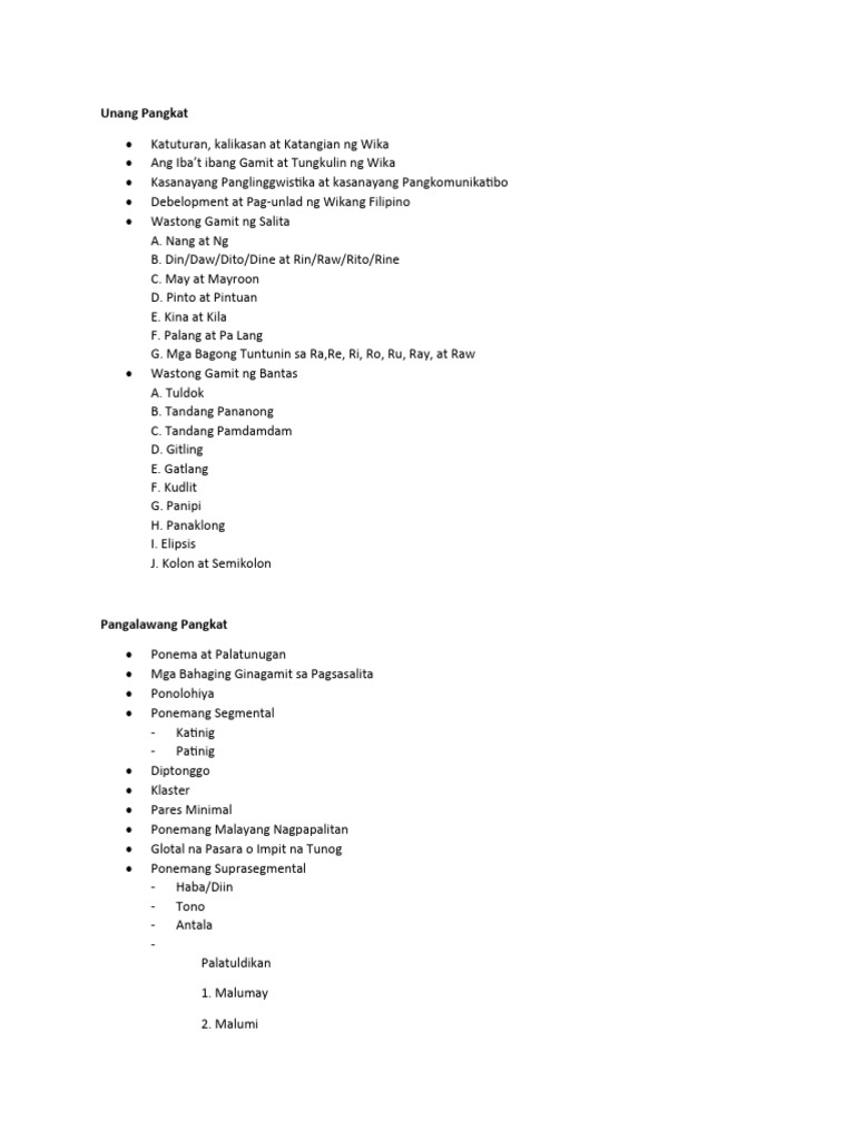 Estruktura NG Wikang Filipino Topics | PDF