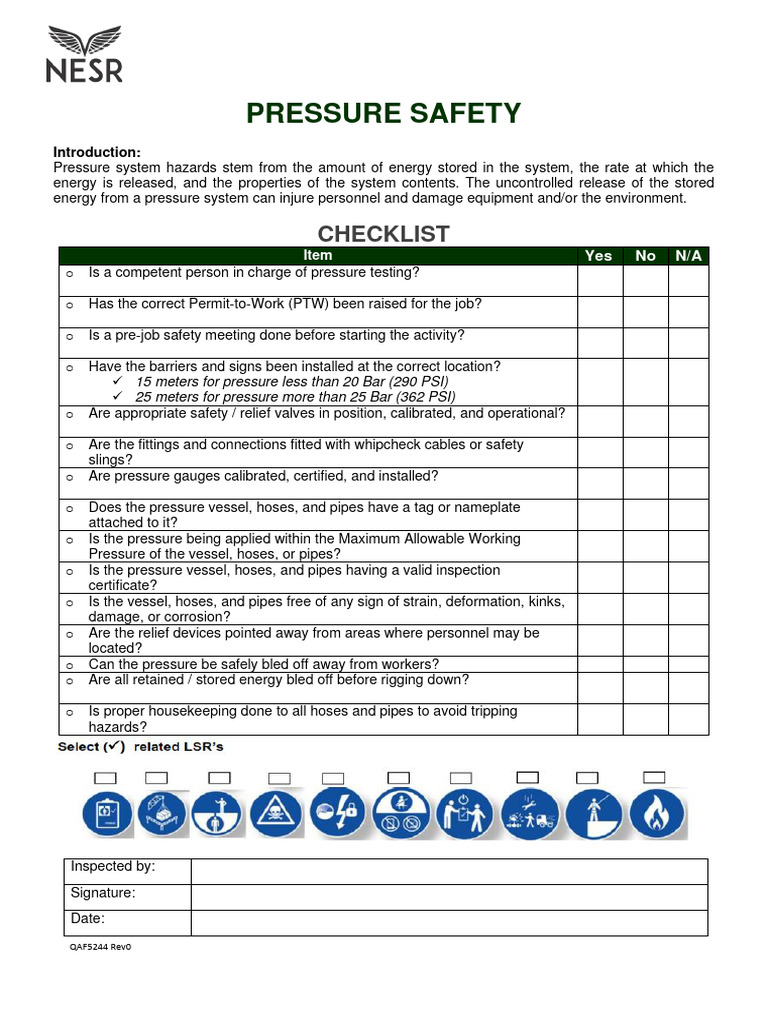Checklist of PSV | PDF
