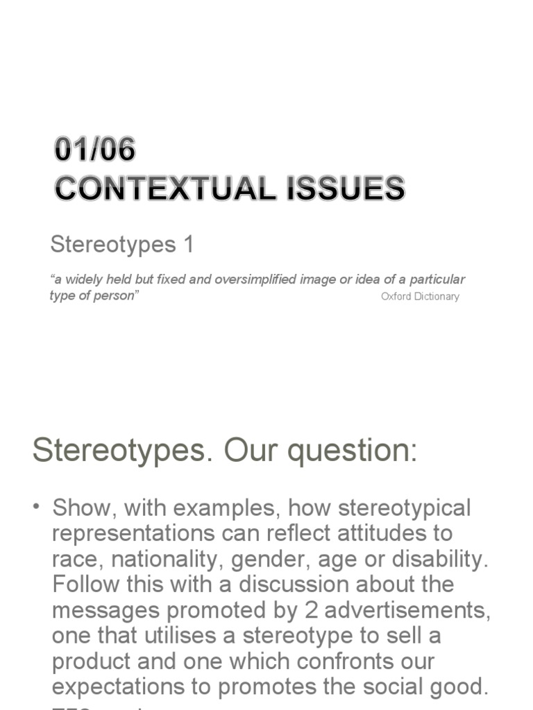 Issues Reader 2: Stereotypes1 11 | PDF | Stereotypes | Social Group