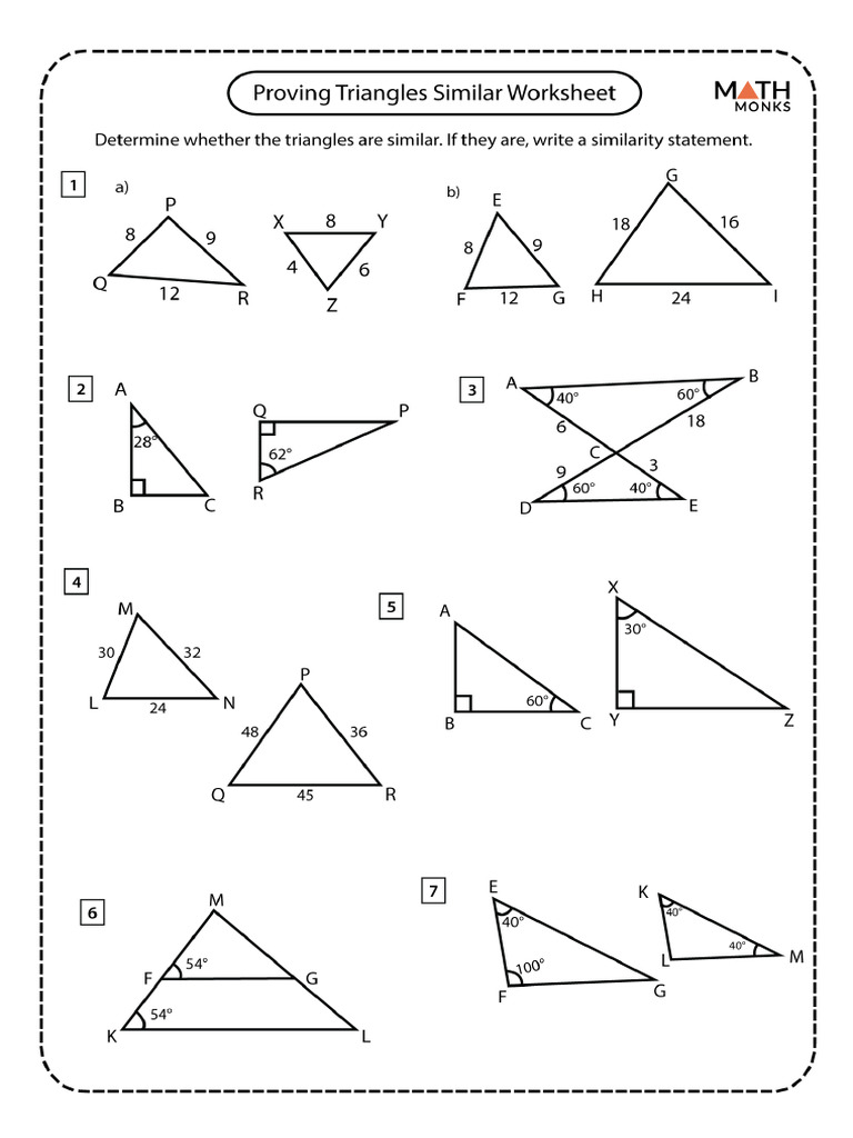 Triangles Similar Worksheet | PDF