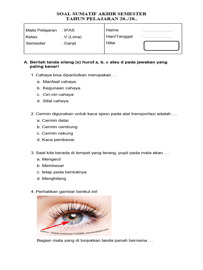 Soal Ujian IPAS Kelas 5 Semester Ganjil | PDF