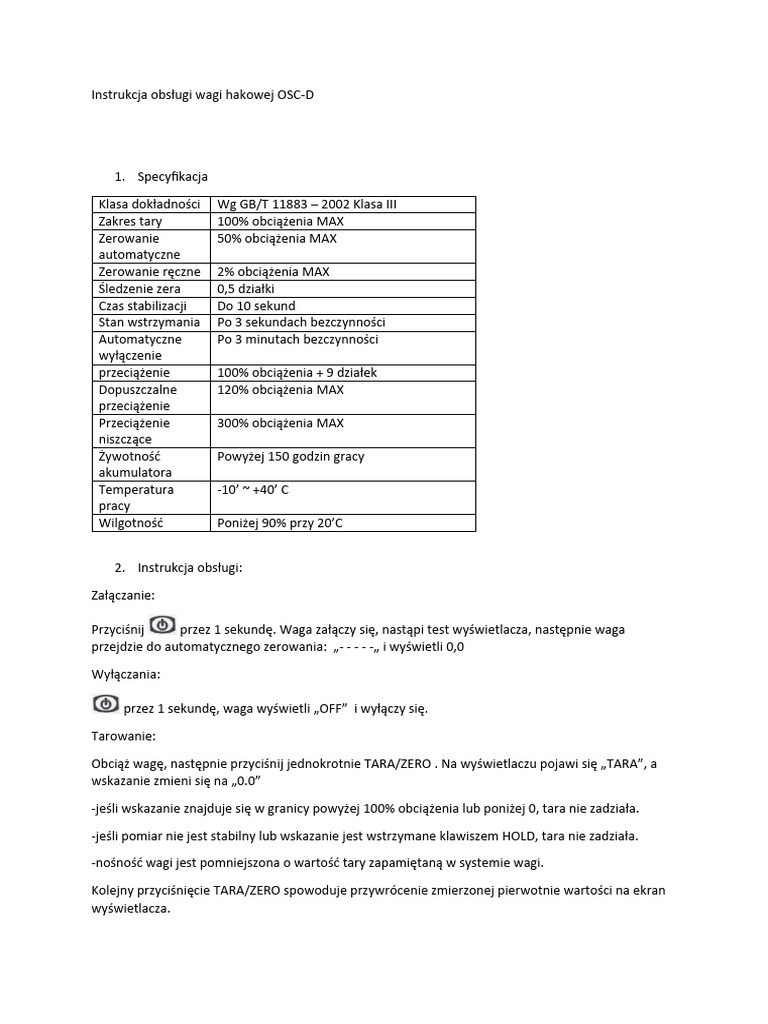 OCS-D Instrukcja PL | PDF