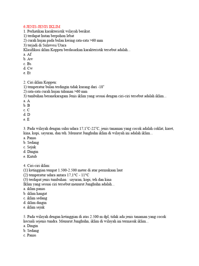 Latihan Iklim 1 | PDF