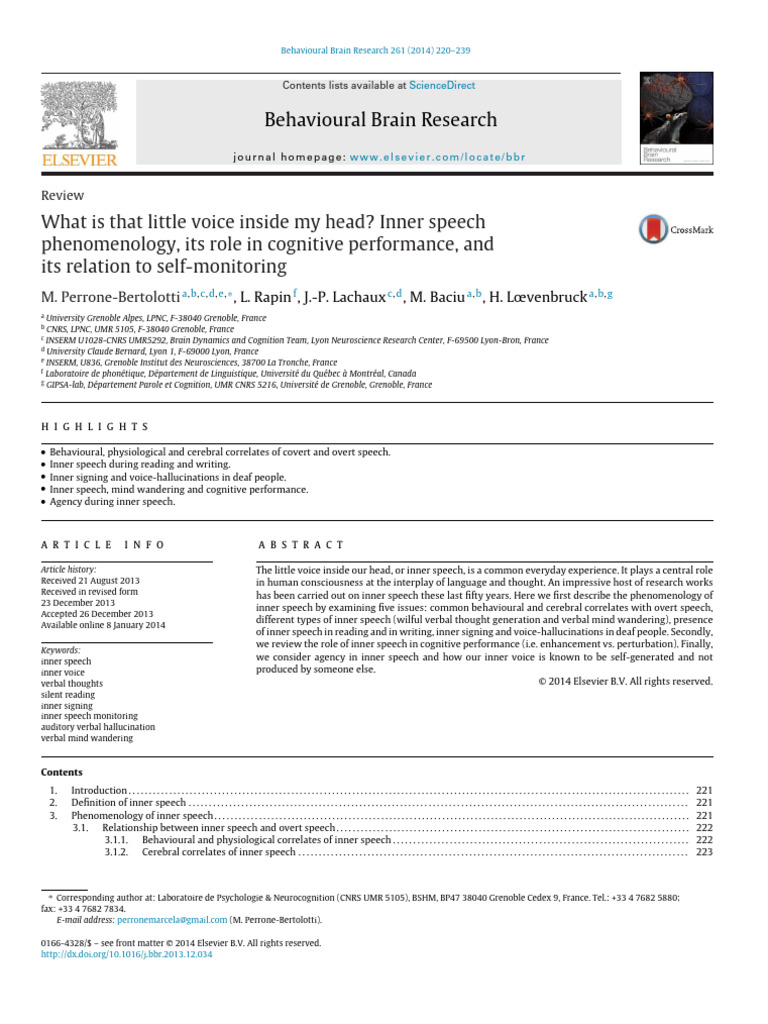 What Is That Little Voice Inside My Head | PDF | Frontal Lobe | Cingulate Cortex