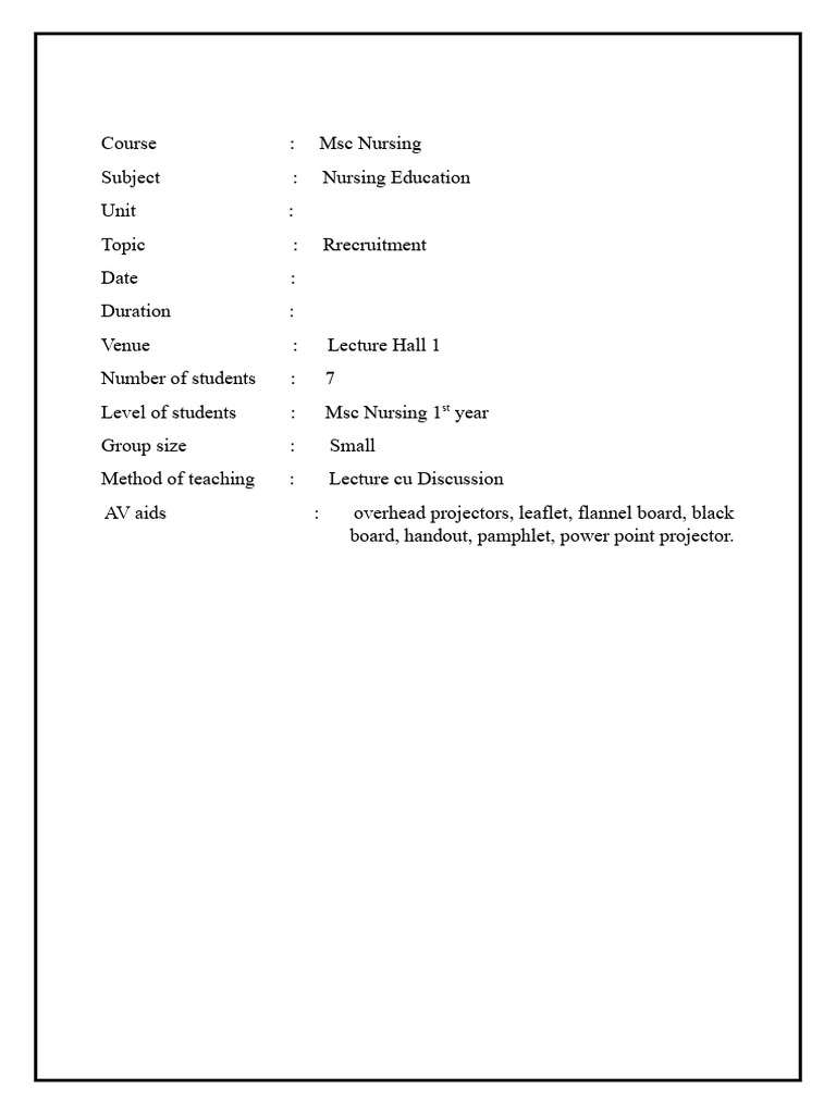 Lesson Plan Recruitment Pdf