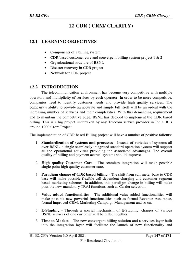 E1-E2 - Text - Chapter 12. CDR (CRM and CLARITY) | PDF | Invoice ...