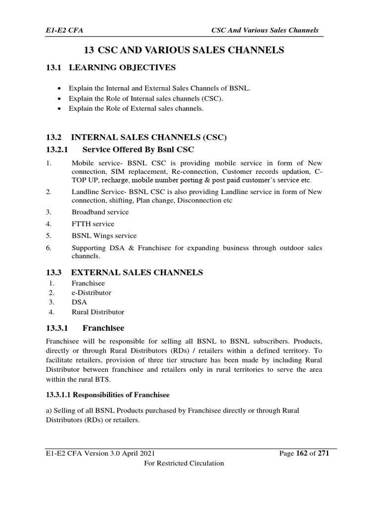 E1-E2 - Text - Chapter 13. CSC AND VARIOUS SALES CHANNELS | PDF | Value ...