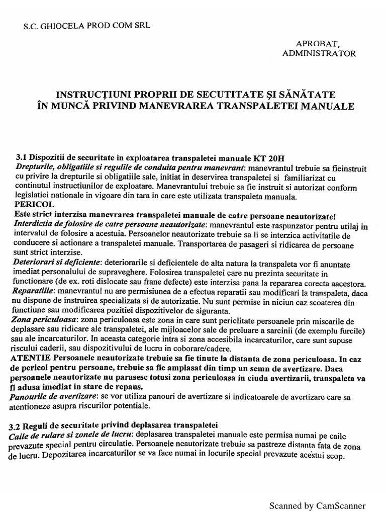 Instructiuni Privind Manevrarea Transpaletei Manuale | PDF