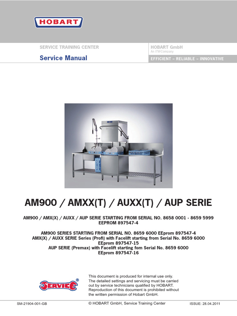 Hobart Manual Service Manual Am900 Amxxt Auxxt Aup Serie | PDF | Technology & Engineering