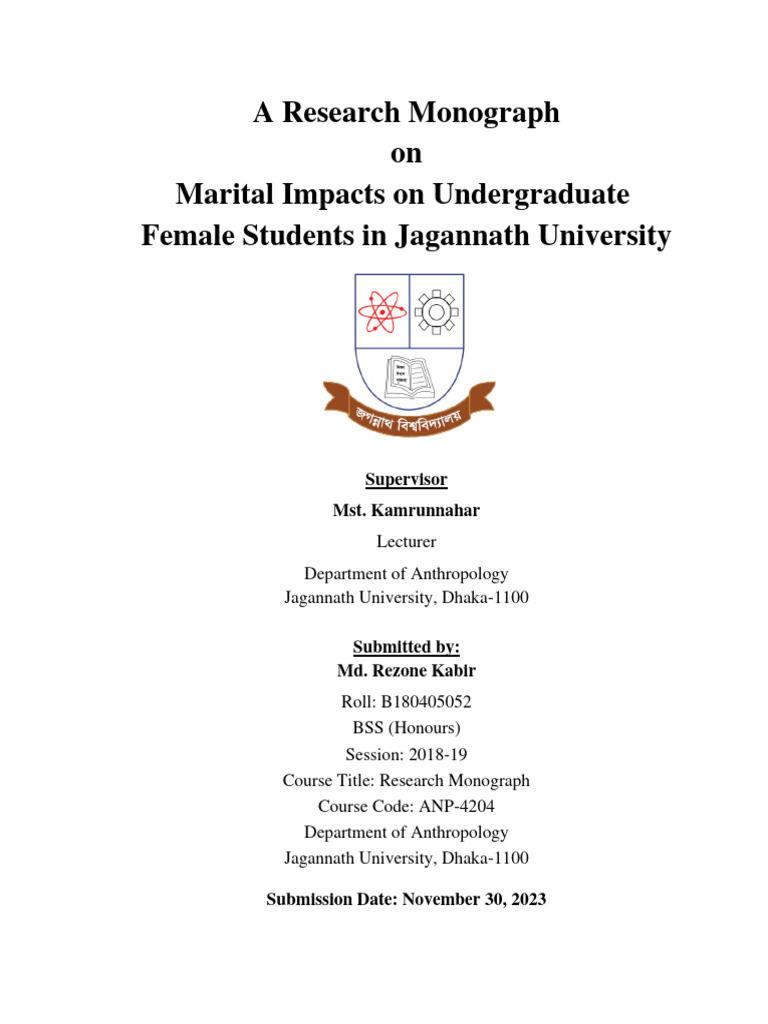 b180405052 Research Monograph | PDF | Marriage | Theory