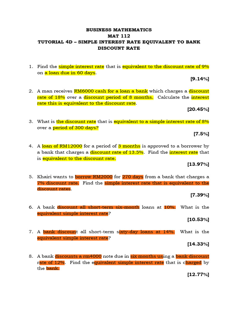 Equivalent Interest Rates Calculation | PDF