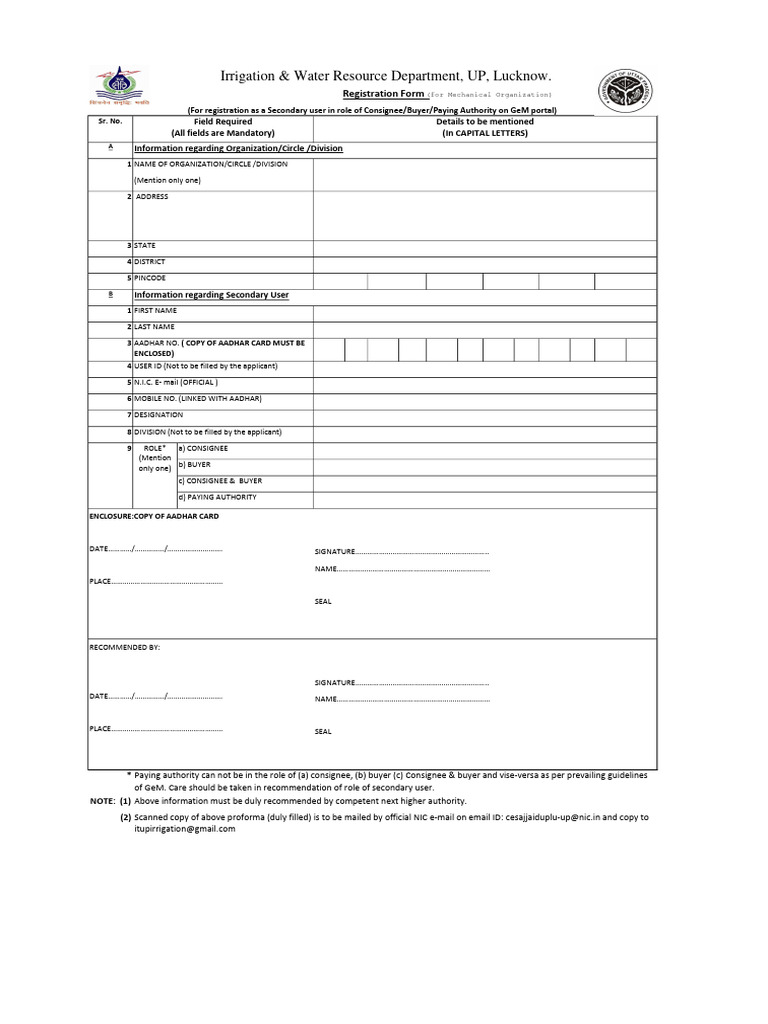 GeM Registration Form Mechanical | Download Free PDF | Computing ...