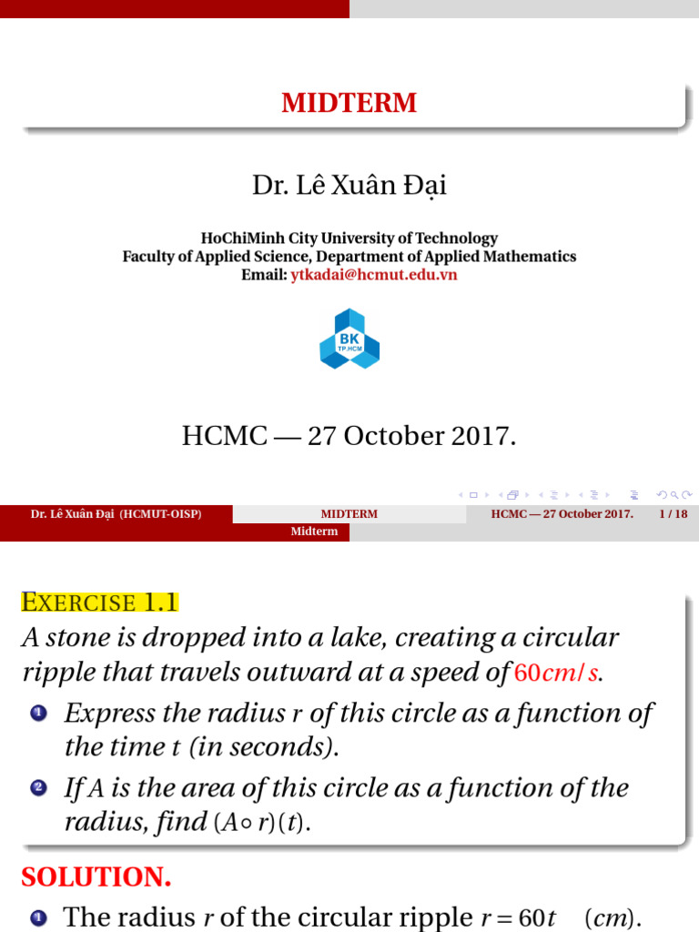 Midterm 27 10 2017 Solution | PDF | Mathematical Analysis | Mathematical Objects