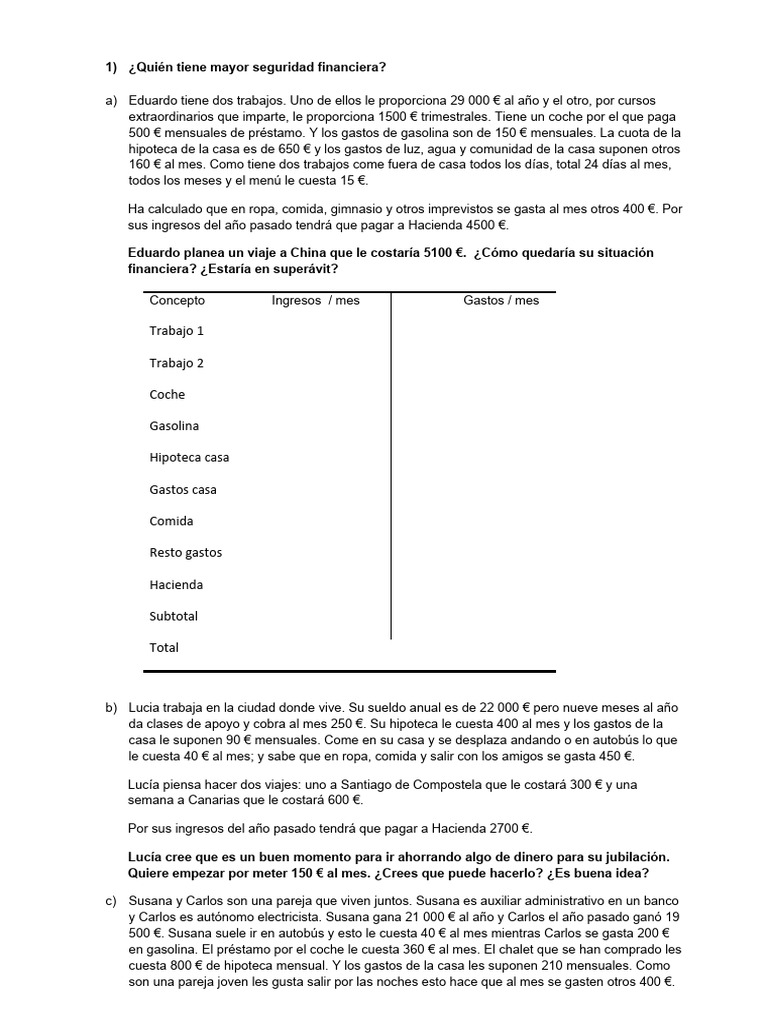 3º de ESO - Educación Financiera Tema 01 | PDF