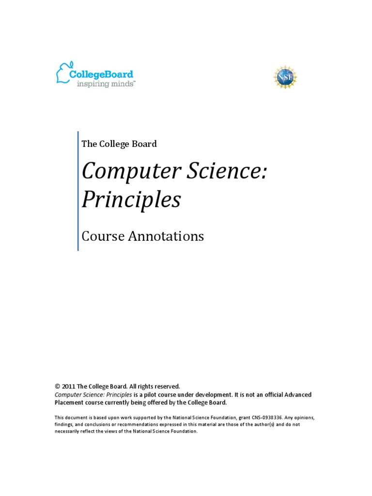 Computer Science: Principles: Course Annotations | PDF | Creativity ...