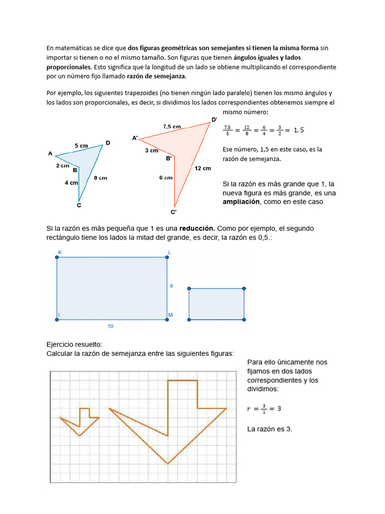 Teoría semejanza | PDF | Geometria clasica | Matemática Elemental
