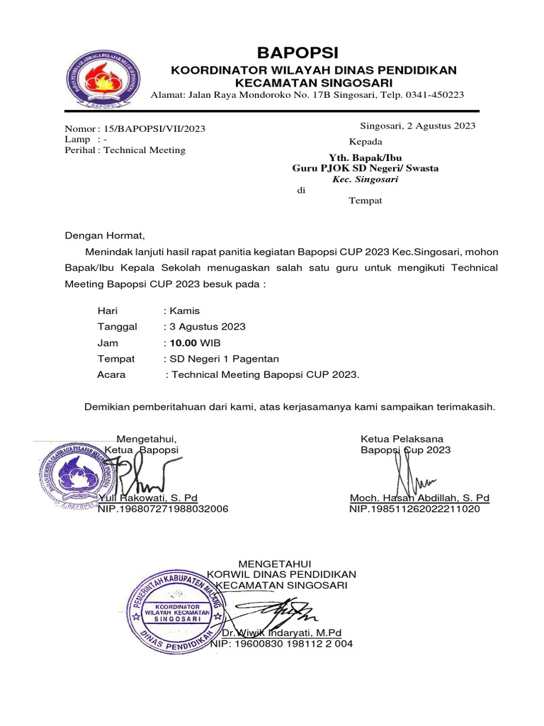 Undangan Bapopsi Cup TM | PDF