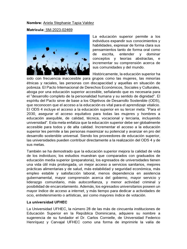 Tarea Atrasada | PDF | Universidad | República Dominicana