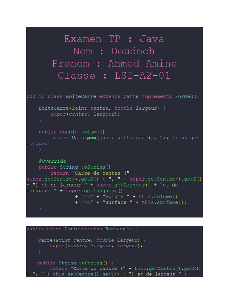 Public Class BoiteCarre Extends Carre Implements Forme3D | PDF
