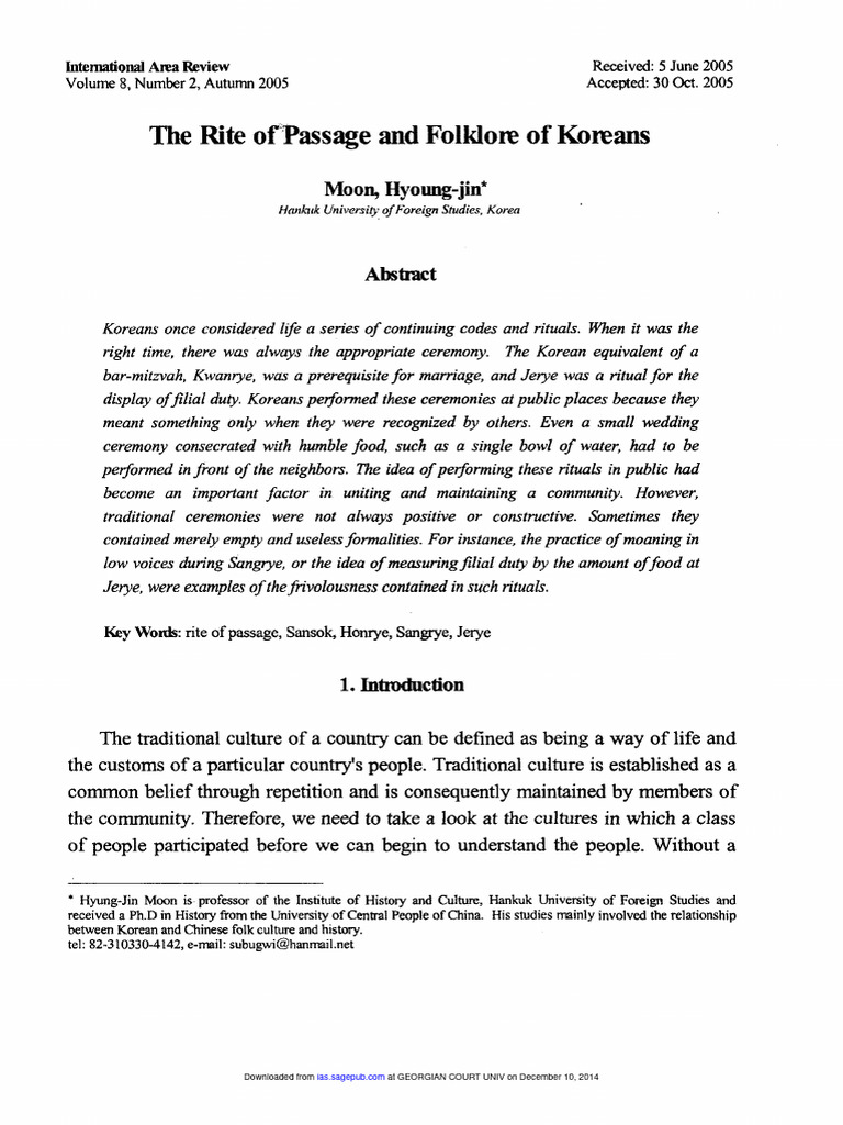Korean Rites of Passage | PDF | Funeral | Rituals