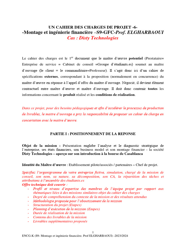 Cahier Des charges-PROJET 6 | PDF