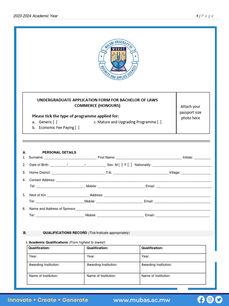 Application Form - LLB. | PDF