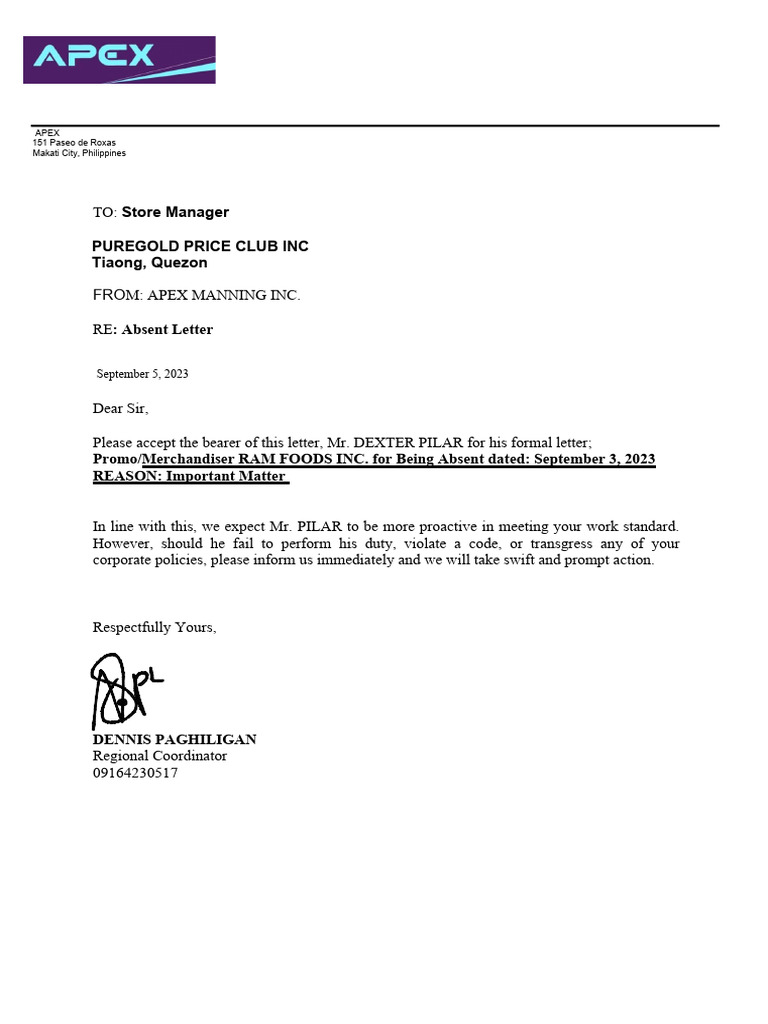 Absent Letter Pilar | PDF