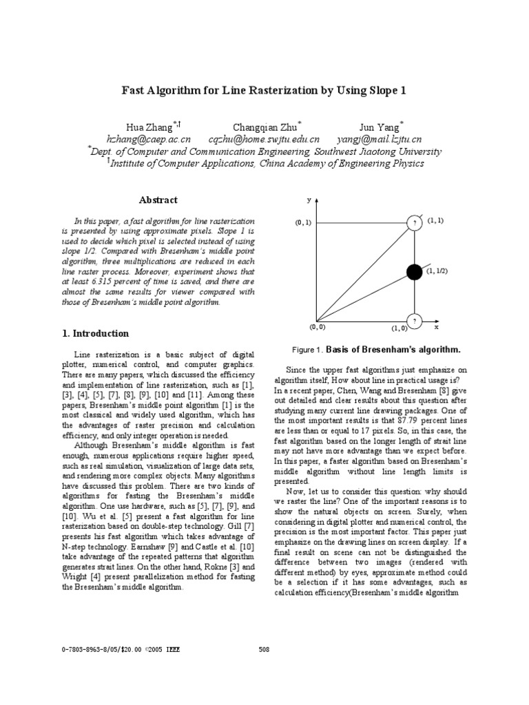 Fast Algorithm For Line Rasterization By Using Slope 1 Pdf Rendering Computer Graphics 5203