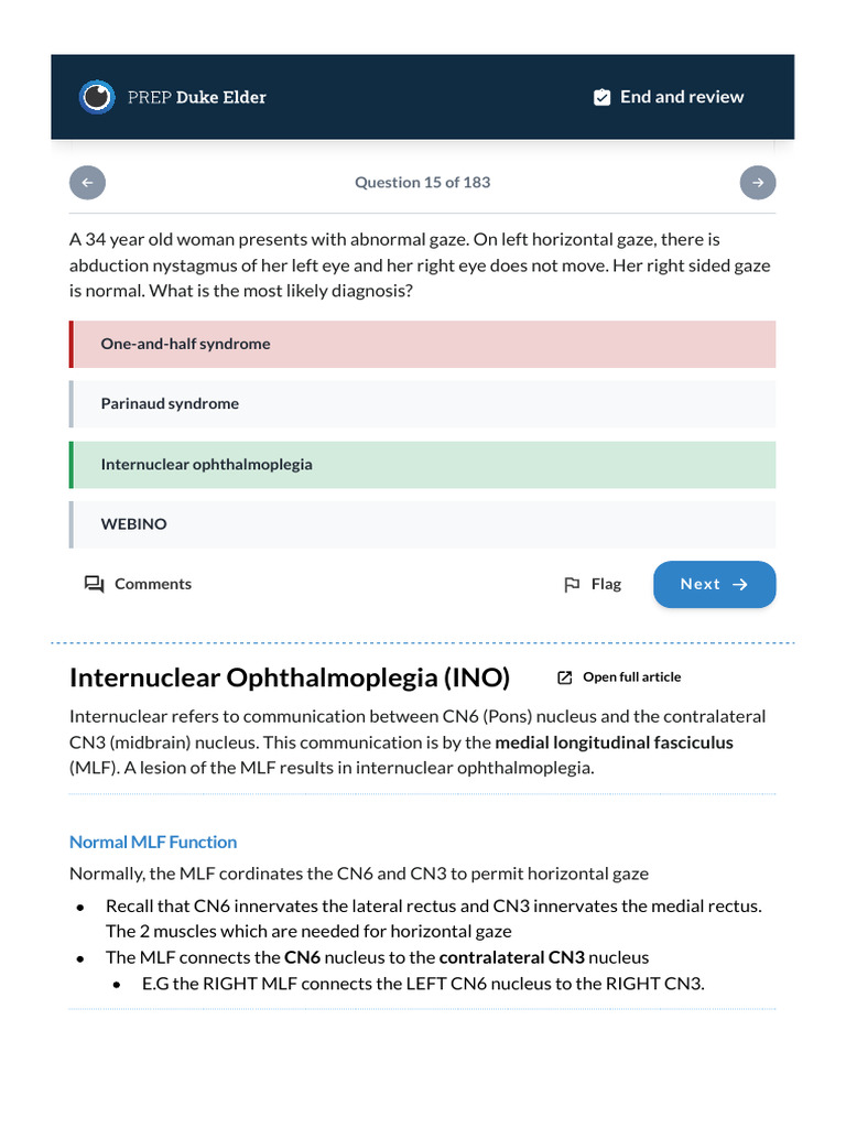 Internuclear Ophthalmoplegia (INO) : One-And-Half Syndrome | PDF | Neurological Disorders ...