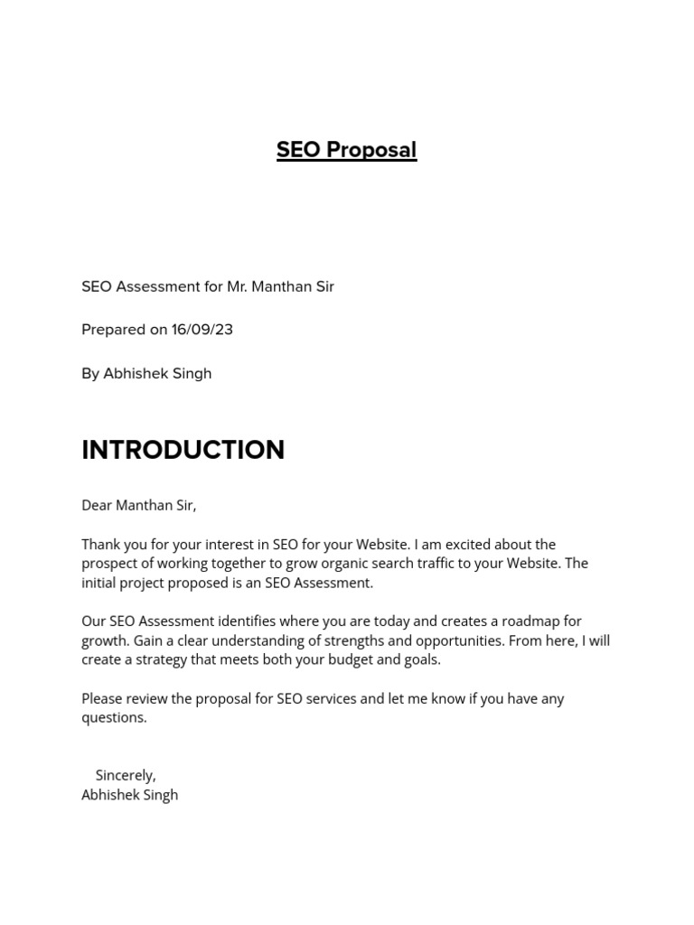 Proposal Template - SEO Assessment | PDF | Search Engine Optimization | Information Retrieval