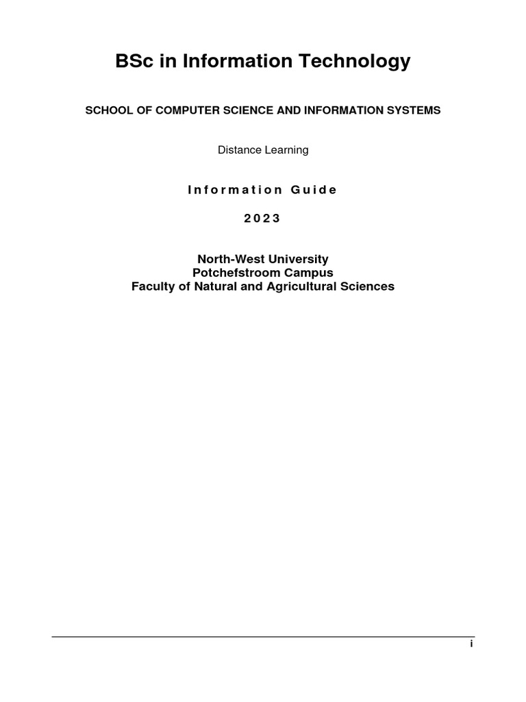 NWU BSc Information Technology Guide 2023 | PDF | Computer Programming ...