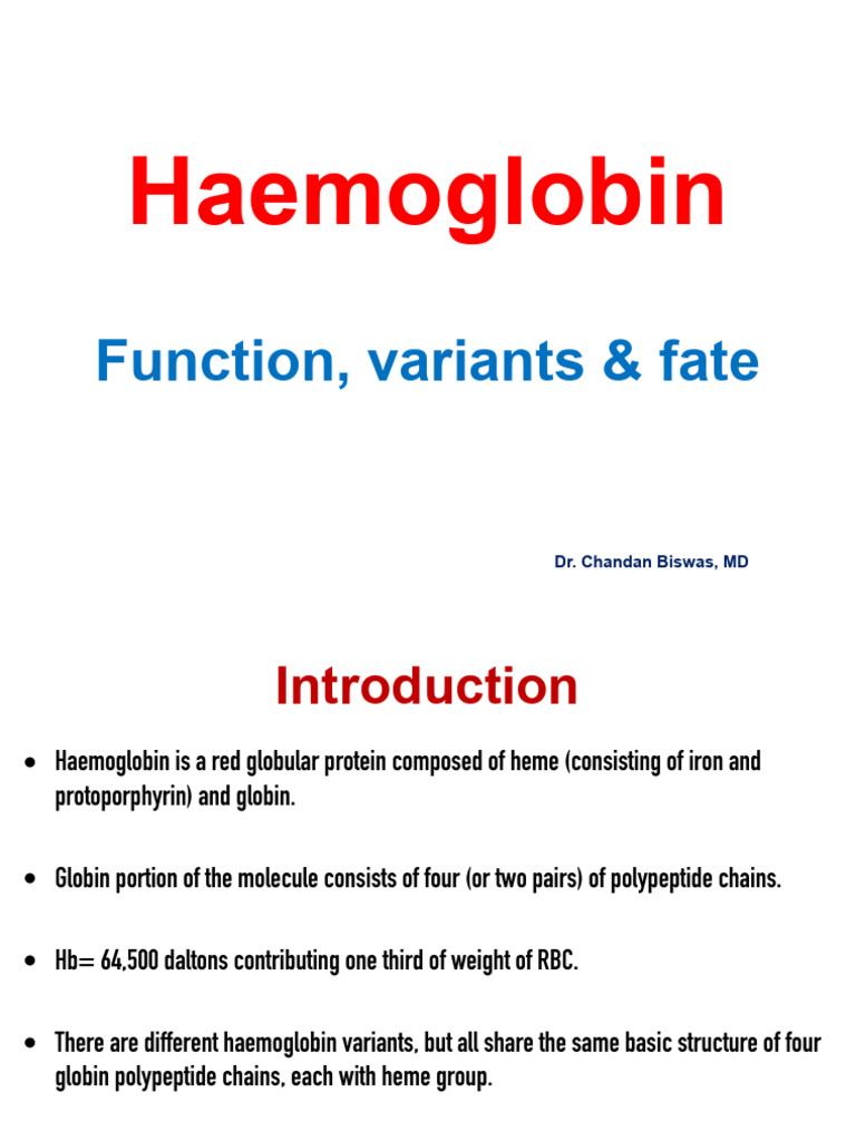 Hemoglobin: Structure, Function, and Variants | PDF