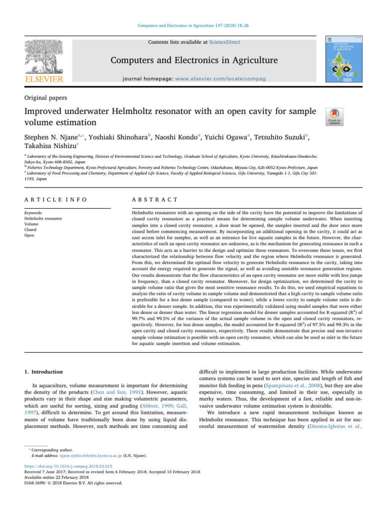 Aquatic Sample Volume Estimation | PDF | Resonance | Density