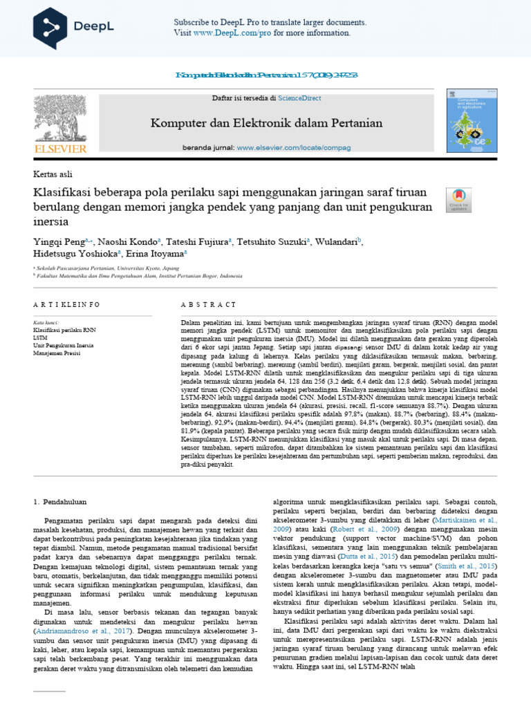 Classification Of Multiple Cattle Behavior Patterns Using A Recurrent Neuralnetwork With Long 2801