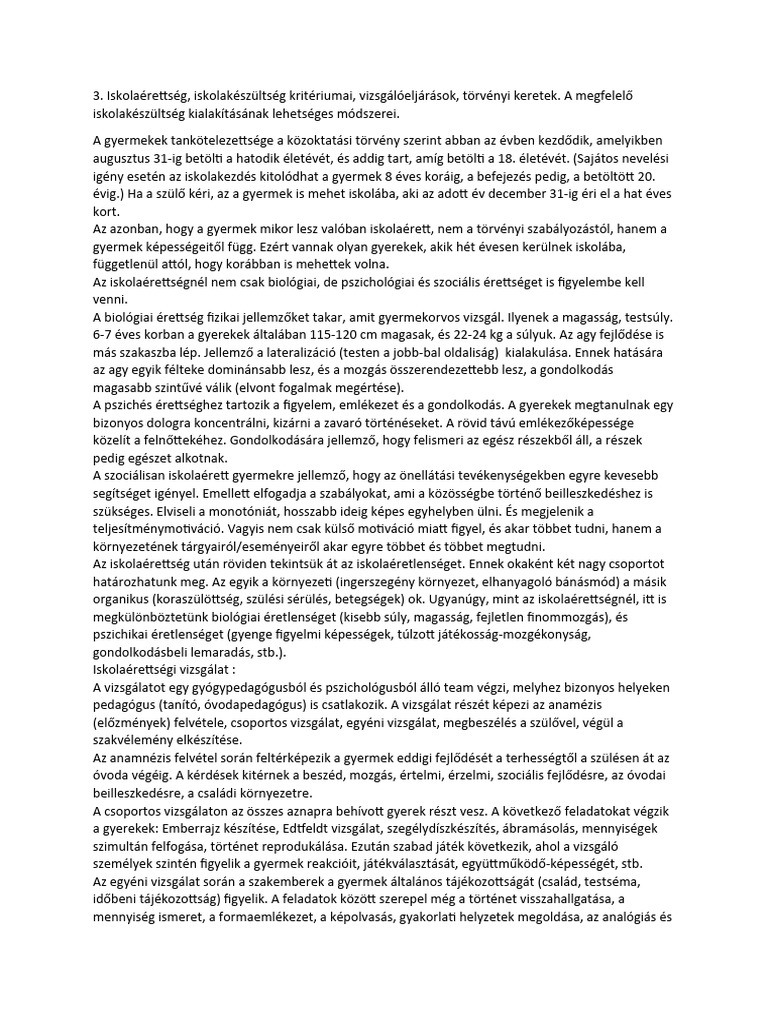 A Gyermekek Tankötelezettsége A Közoktatási Törvény Szerint | PDF