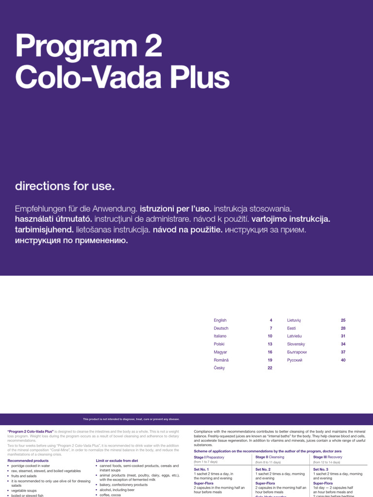 Colo-Vada Plus Program 2 | PDF | Drink | Vegetables