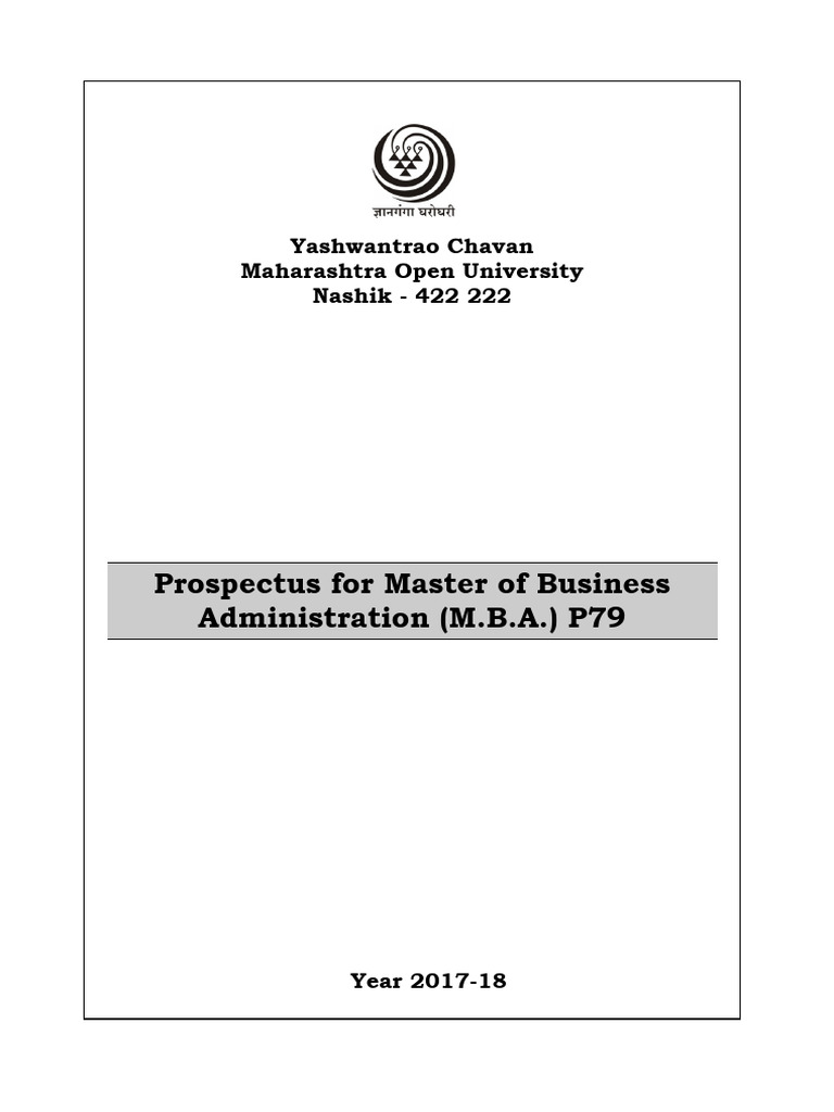 Prospectus For Master of Business Administration (M.B.A.) P79 | Download Free PDF | Course ...