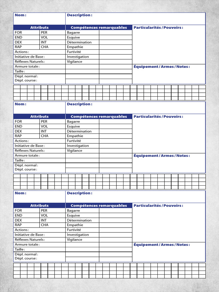 7 - Feuilles de PNJ | PDF
