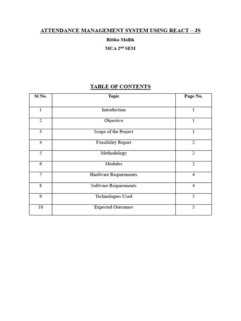 Attendance Management System Using React JS | PDF